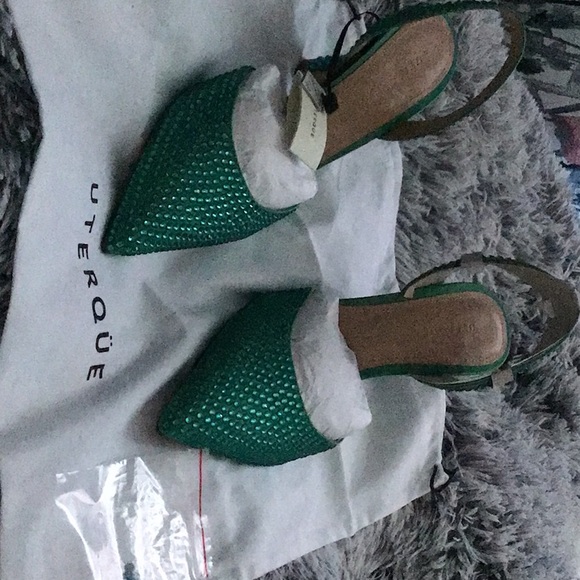 Uterque | Shoes | Uterque Pala Y Talon Strass Verde | Poshmark